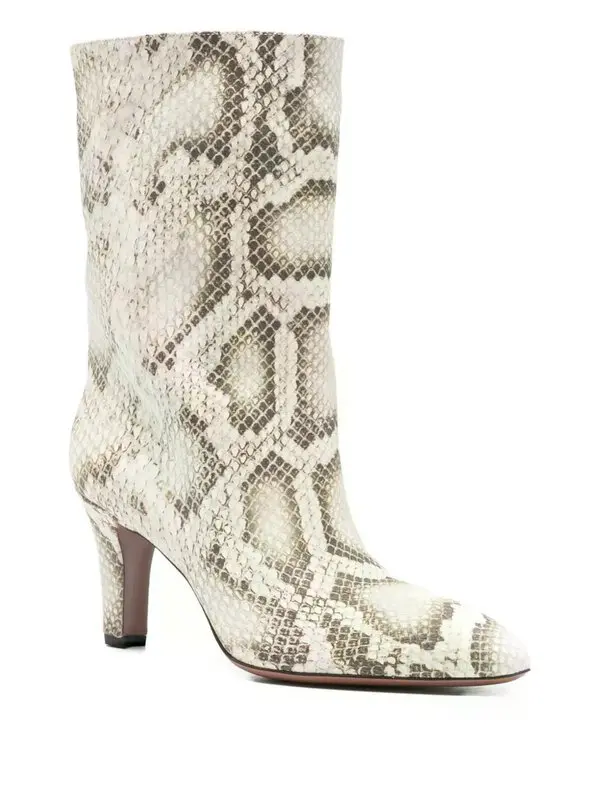 Paris Texas Snakeskin Print Leather Boots