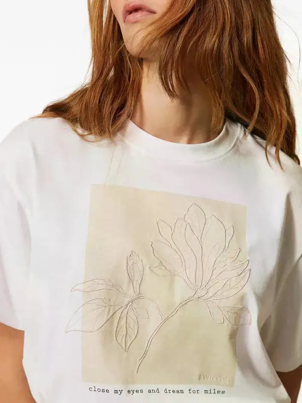 TWINSET Organic Cotton T-shirt With Print And Embroidery