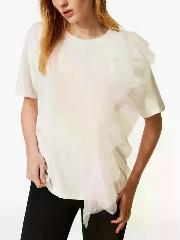 TWINSET Cotton Jersey T-shirt With Tulle Detailing