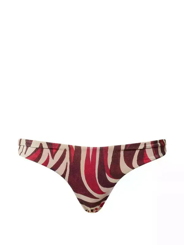 TWINSET Printed Lurex Bikini Briefs - Red