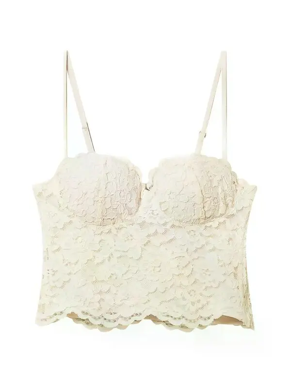 TWINSET Cropped Lace Bustier Top - Neutrals