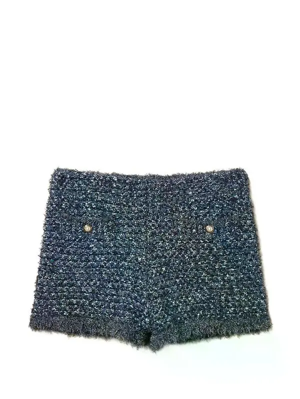 TWINSET Frayed Knit Jacquard Shorts