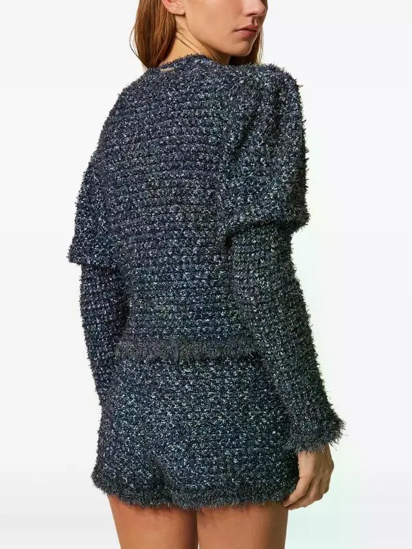 TWINSET Frayed Knit Jacquard Shorts