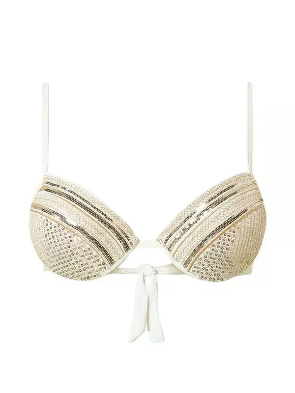TWINSET Embroidered Bikini Top - White