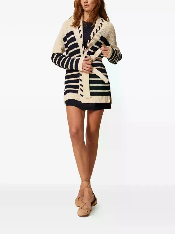 TWINSET Striped Corn-stitch Cardigan