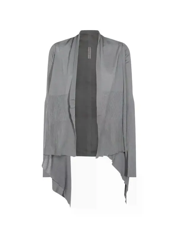 Rick Owens Ribbed Knit Asymmetric Cardigan - Grey