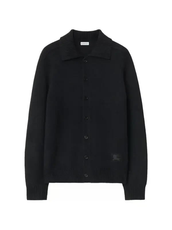 Burberry Cashmere Cardigan With Equestrian Knight Design - Black