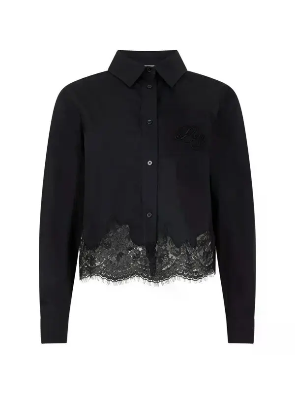 Philipp Plein Cropped Shirt With Embroidered Lace Detail