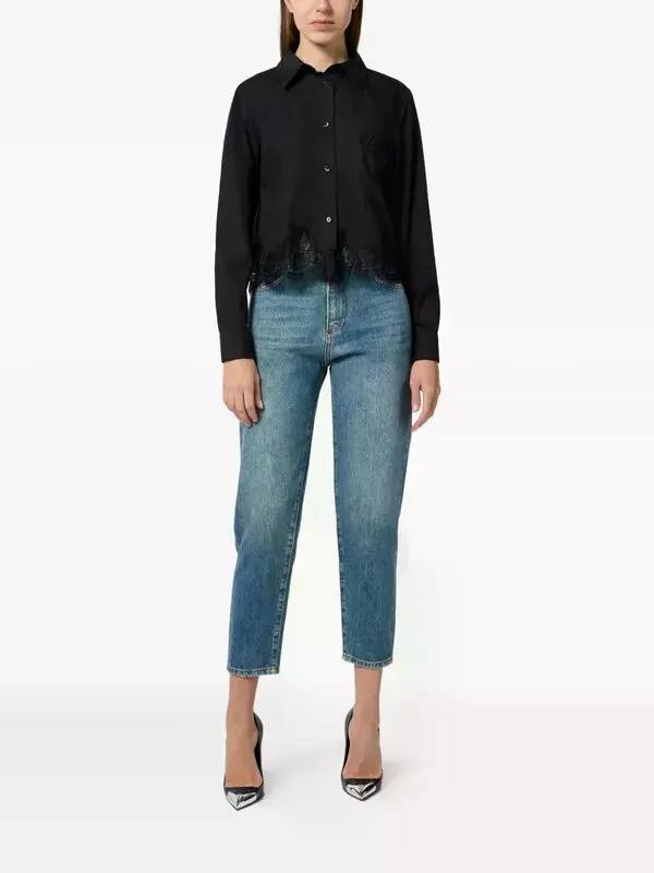Philipp Plein Cropped Shirt With Embroidered Lace Detail