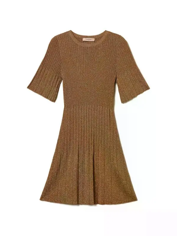 TWINSET Lurex Knit Dress - Brown