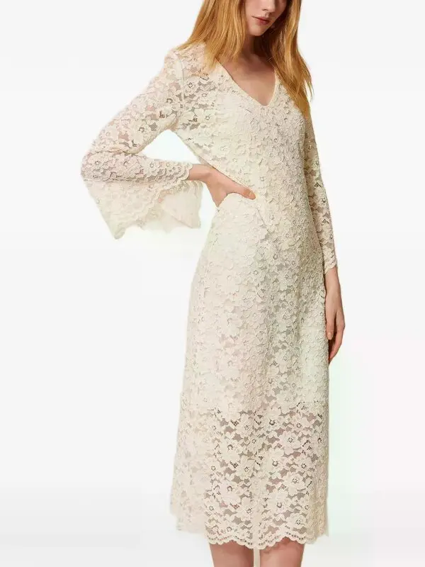 TWINSET Lace Flared Midi Dress