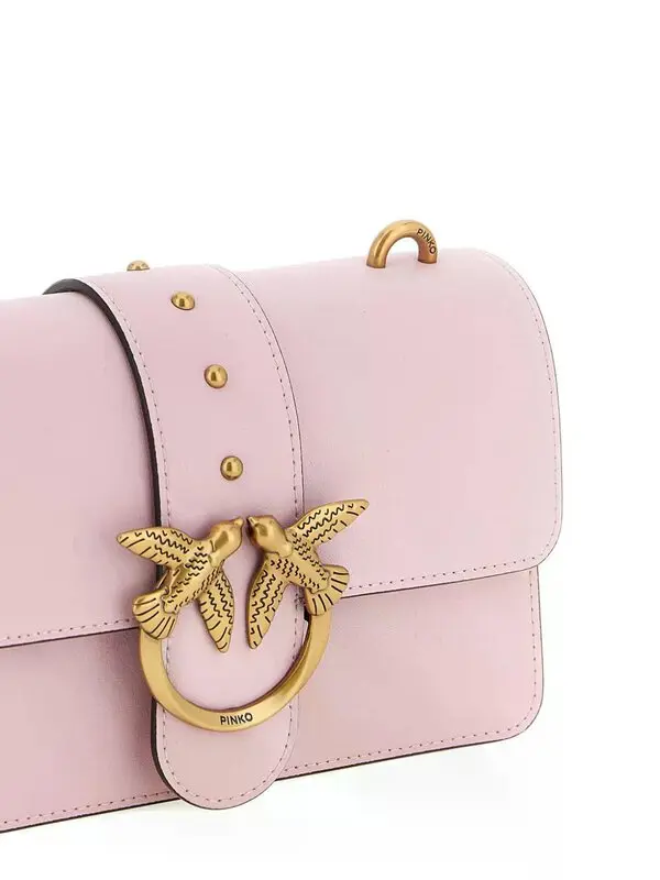 Pinko Small Love One Shoulder Bag With Diamond Cut Logo Buckle - Pink