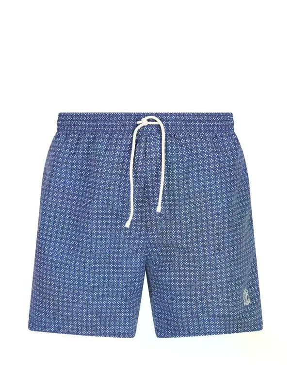 Brunello Cucinelli Geometric-pattern Swim Shorts - Blue