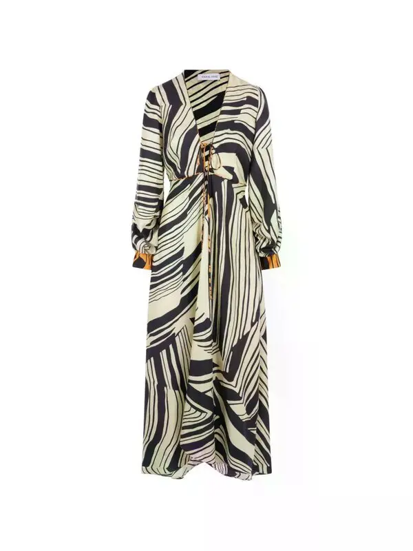 Raquel Diniz Abstract Print V-neck Maxi Dress - Neutrals