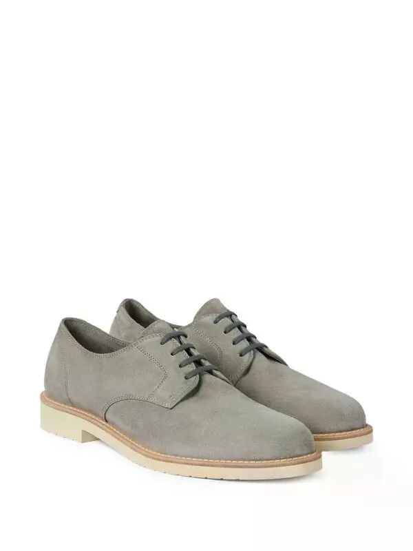 Brunello Cucinelli Reversed Calfskin Derby Shoes - Grey