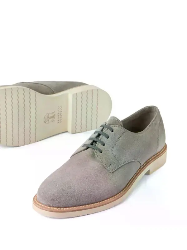 Brunello Cucinelli Reversed Calfskin Derby Shoes - Grey