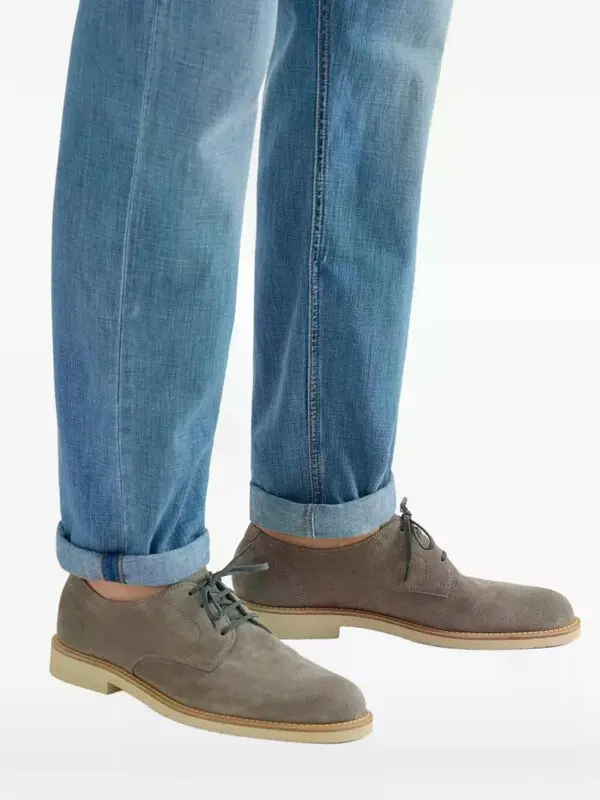 Brunello Cucinelli Reversed Calfskin Derby Shoes - Grey