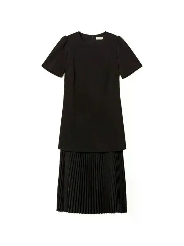 TWINSET Midi Pleated Dress With Short Sleeves - Black