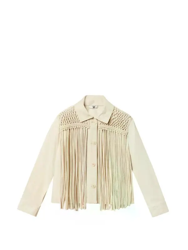 TWINSET Bull Denim Jacket With Fringes - Neutrals