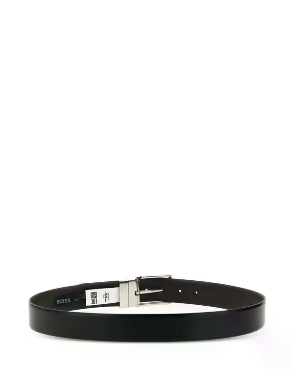 BOSS Reversible Italian Leather Belt With Engraved Logo Buckle