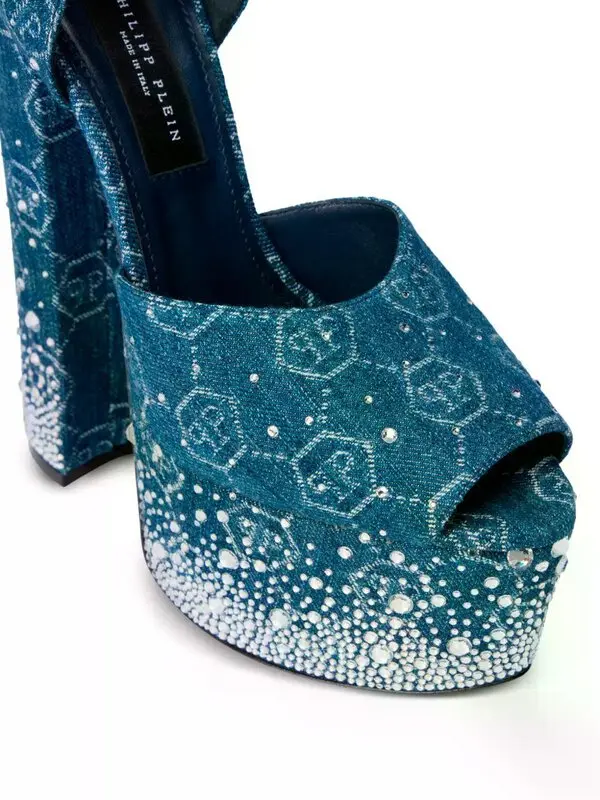 Philipp Plein Monogram Rhinestone Platform Sandals