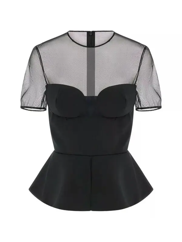 NENSI DOJAKA Sheer Neckline Blouse - Black