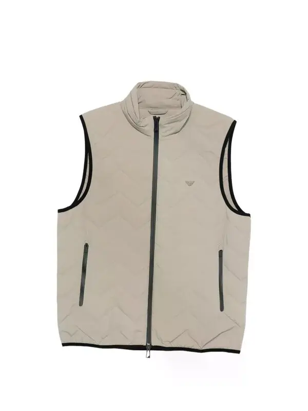 Emporio Armani Sleeveless Chevron Gilet - Neutrals