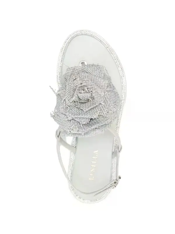 LE SILLA Embellished Floral Detail Sandals - Grey