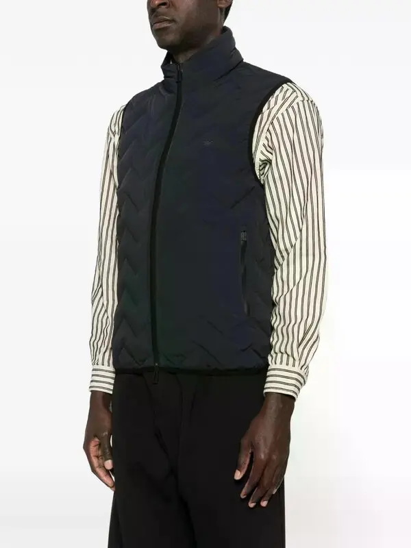 Emporio Armani Quilted Zip Gilet - Blue
