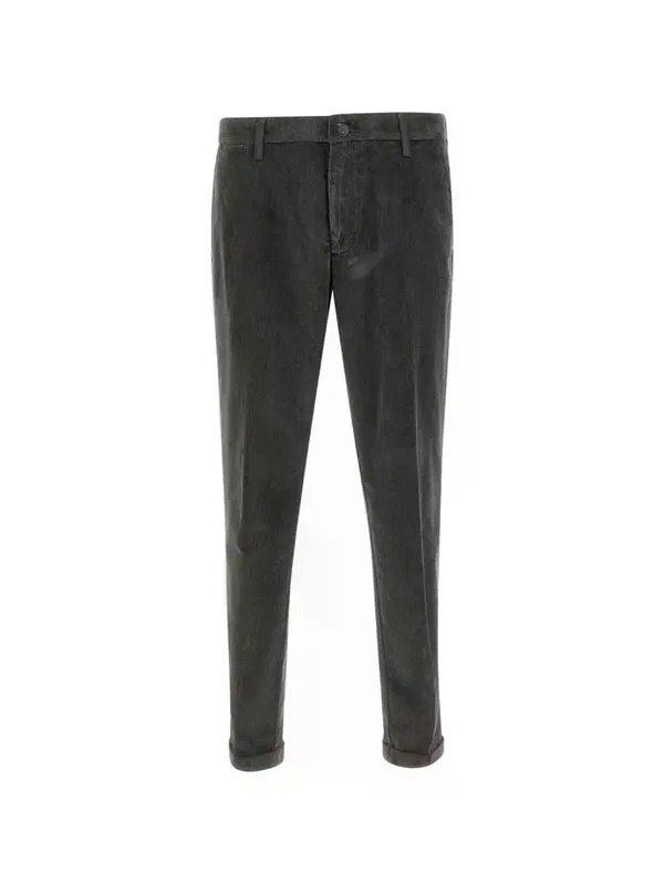 RE-HASH Corduroy Trousers With Turn-up Hem - Grey