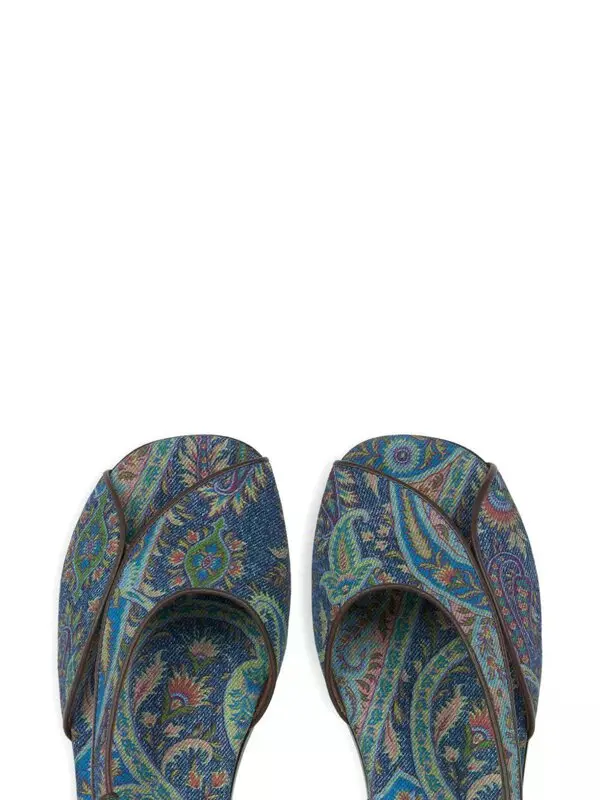 Etro Low Jacquard Denim Sandals - Blue