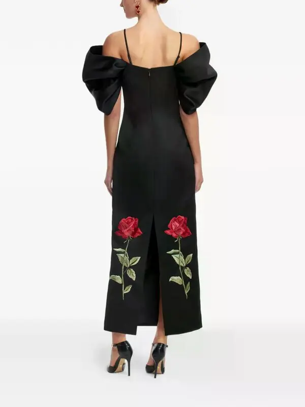 LEO LIN Arabella Puff-sleeve Floral Midi Dress