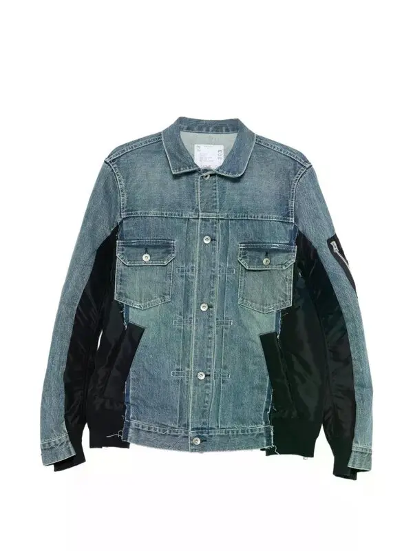 Sacai Panelled Denim Jacket With Zip Detail