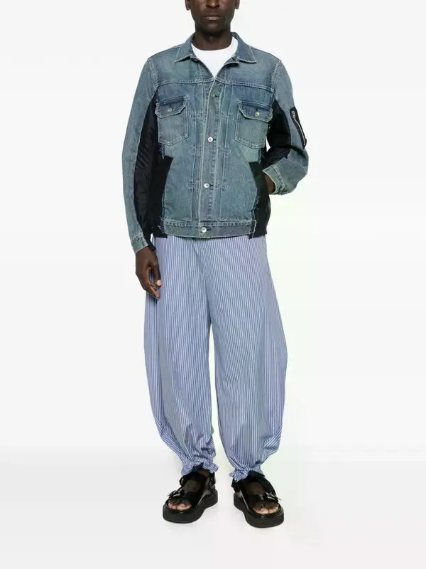 Sacai Panelled Denim Jacket With Zip Detail