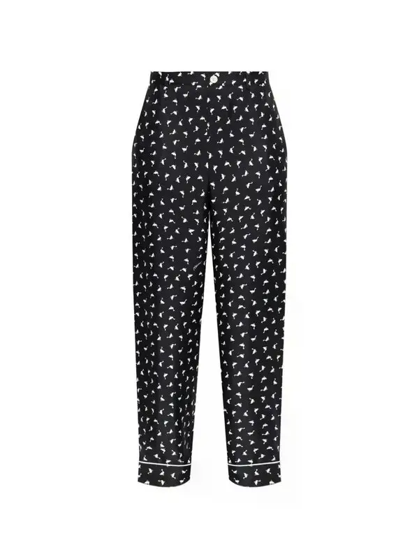 Moschino Printed Straight Leg Trousers - Black