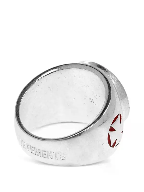 Vetements Tone Cross Ring With Red Accents
