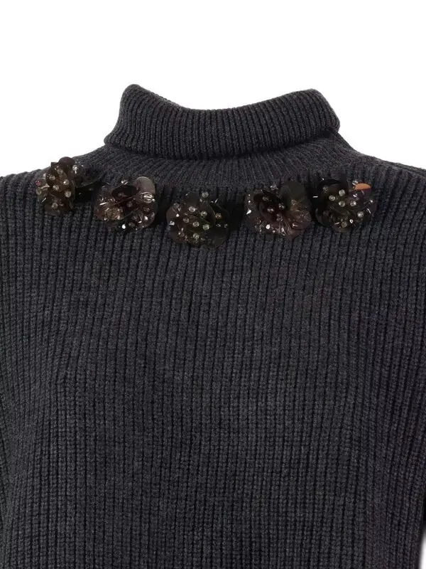P.a.r.o.s.h Embellished Roll Neck Sweater - Grey