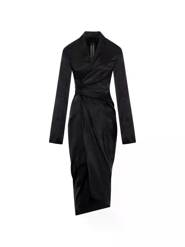 Rick Owens V-neck Long Sleeve Draped Dress