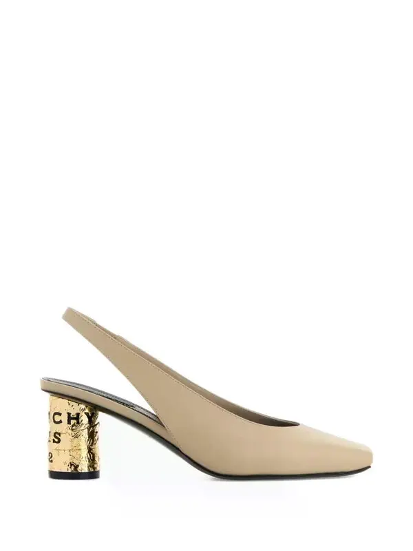 Givenchy Tape Leather Slingback Pumps With Gold-tone Heel - Neutrals