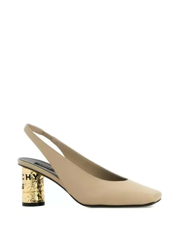Givenchy Tape Leather Slingback Pumps With Gold-tone Heel - Neutrals