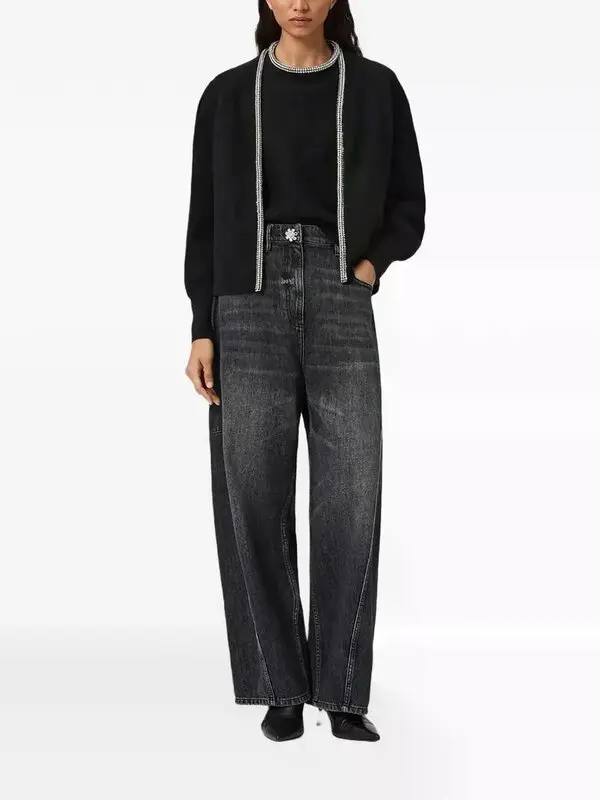 ALLSAINTS Embellished Crew Neck Cardigan - Black