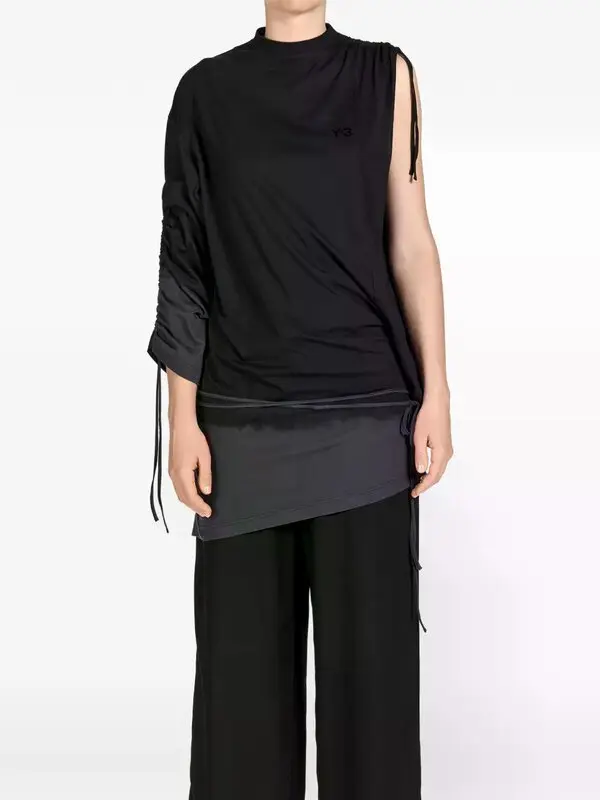 Y3 Asymmetrical Draped T-shirt - Black