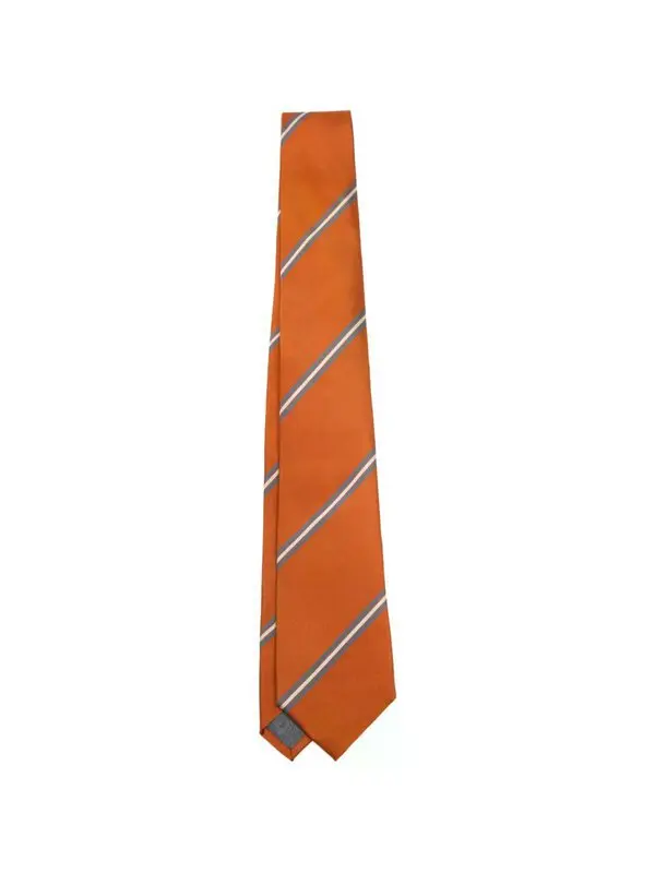 Brunello Cucinelli Striped Neck Tie - Orange