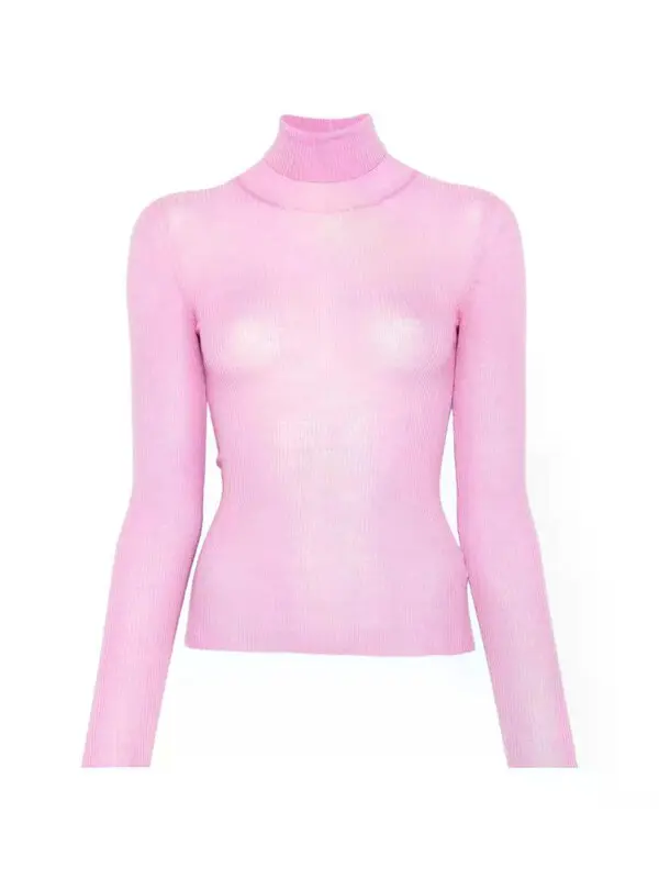 Gucci 2000s Roll Neck Fine Knit Sweater - Pink