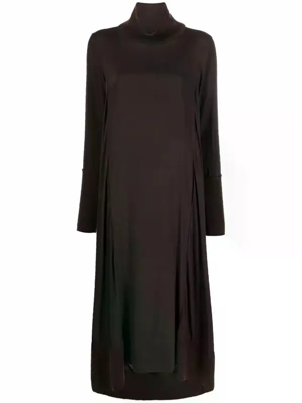 Kristensen Du Nord Draped Long-sleeve Midi Dress - Brown