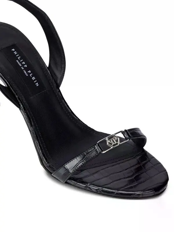 Philipp Plein Croco-effect Slingback Sandals With Jewel Logo