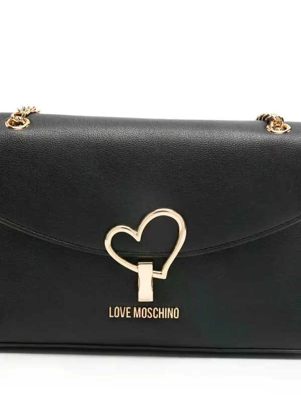 Moschino Heart Charm Chain Shoulder Bag - Black