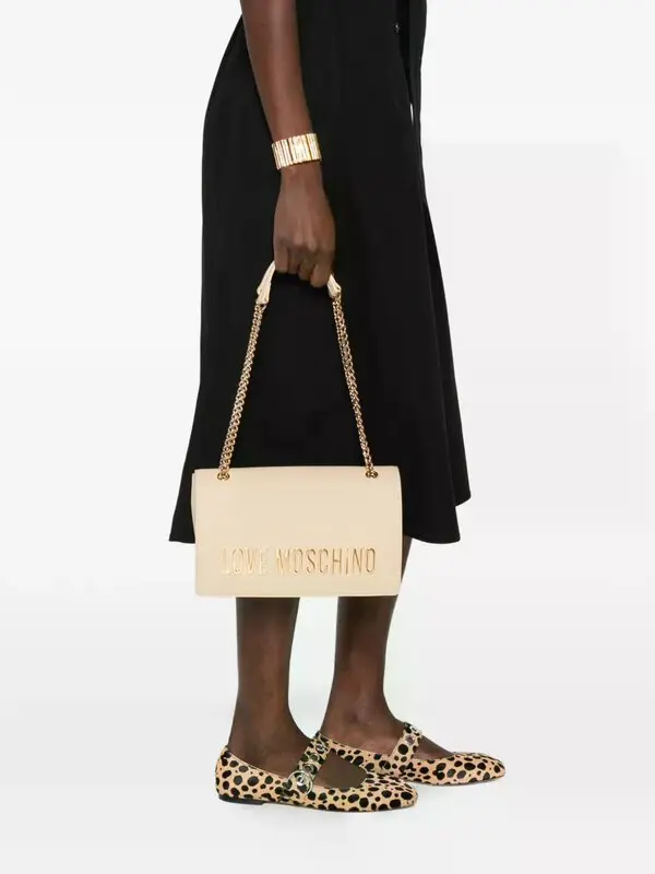 Moschino Logo-plaque Shoulder Bag - Neutrals