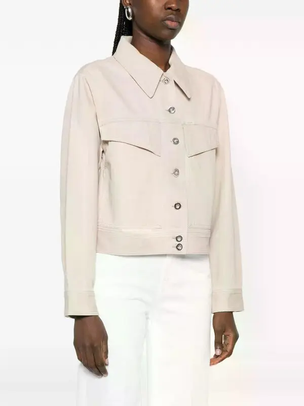 Closed Beige Button-fastening Pocket Jacket