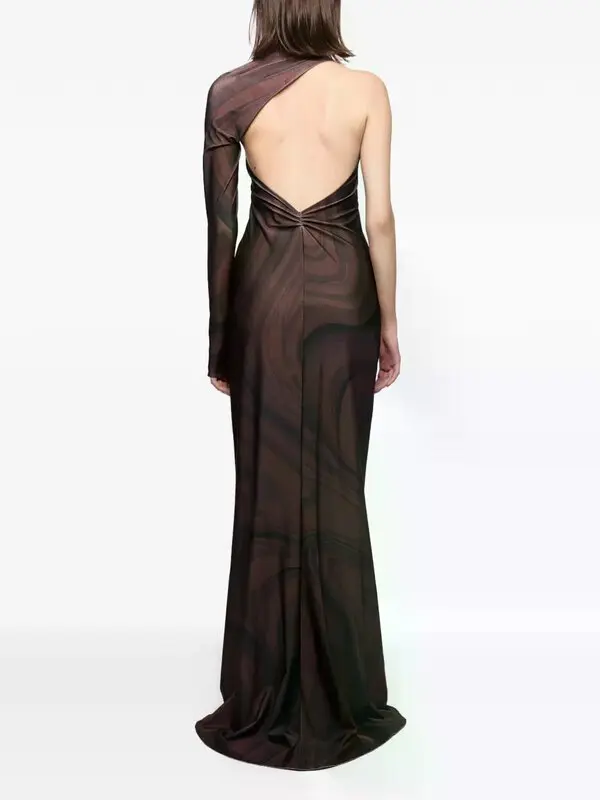 ATU BODY COUTURE One-shoulder Swirl Print Maxi Dress